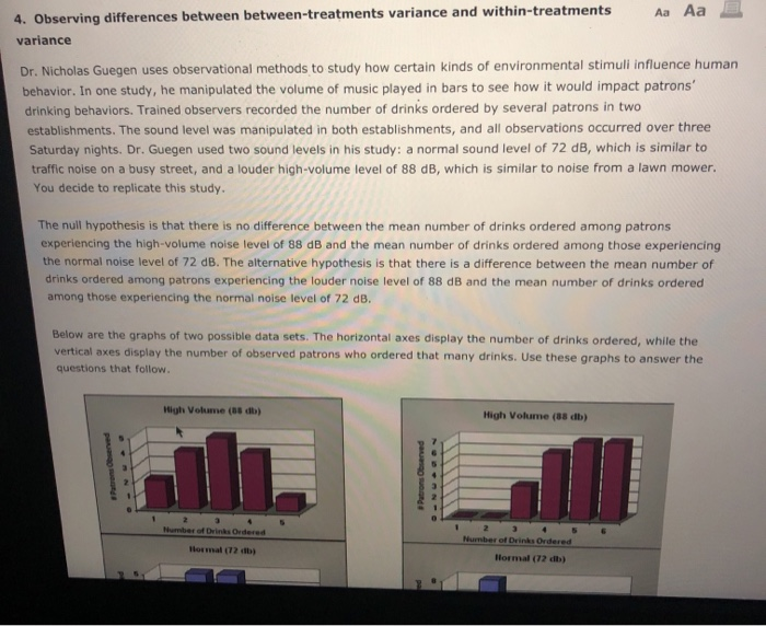 Solved 4. Observing differences between between-treatments | Chegg.com