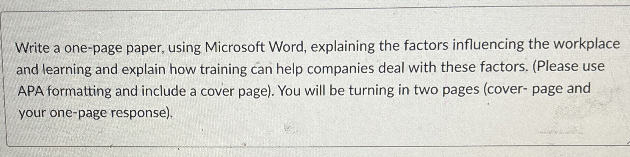 Solved Write a one-page paper, using Microsoft Word, | Chegg.com