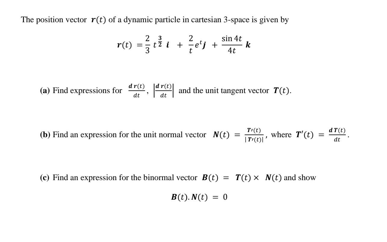 Solved The position vector r(t) of a dynamic particle in | Chegg.com
