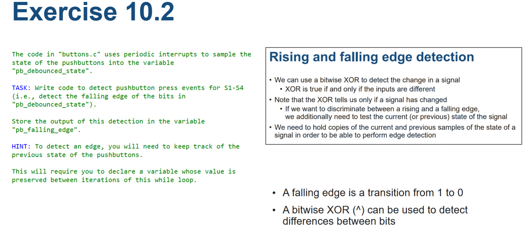 Solved Exercise 10.2Rising and falling edge detectionWe can | Chegg.com