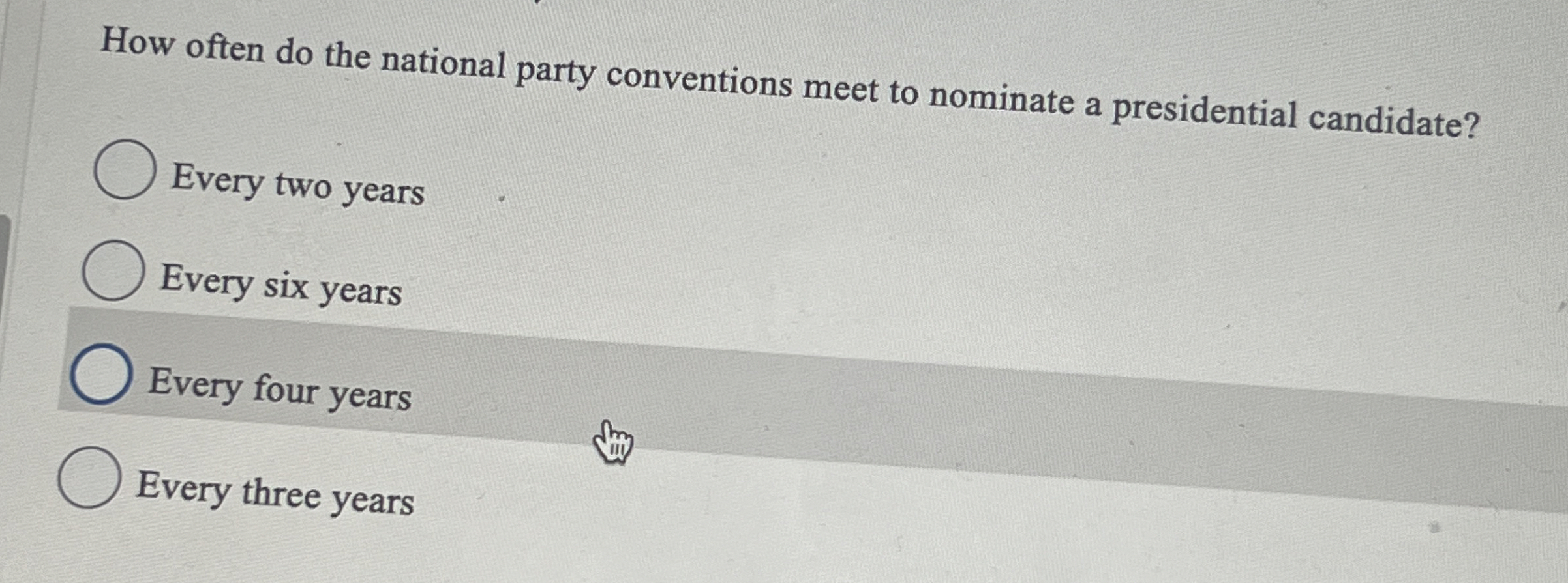 Solved How often do the national party conventions meet to | Chegg.com