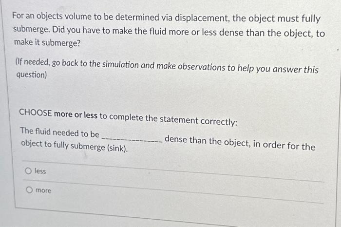 Solved For an objects volume to be determined via | Chegg.com