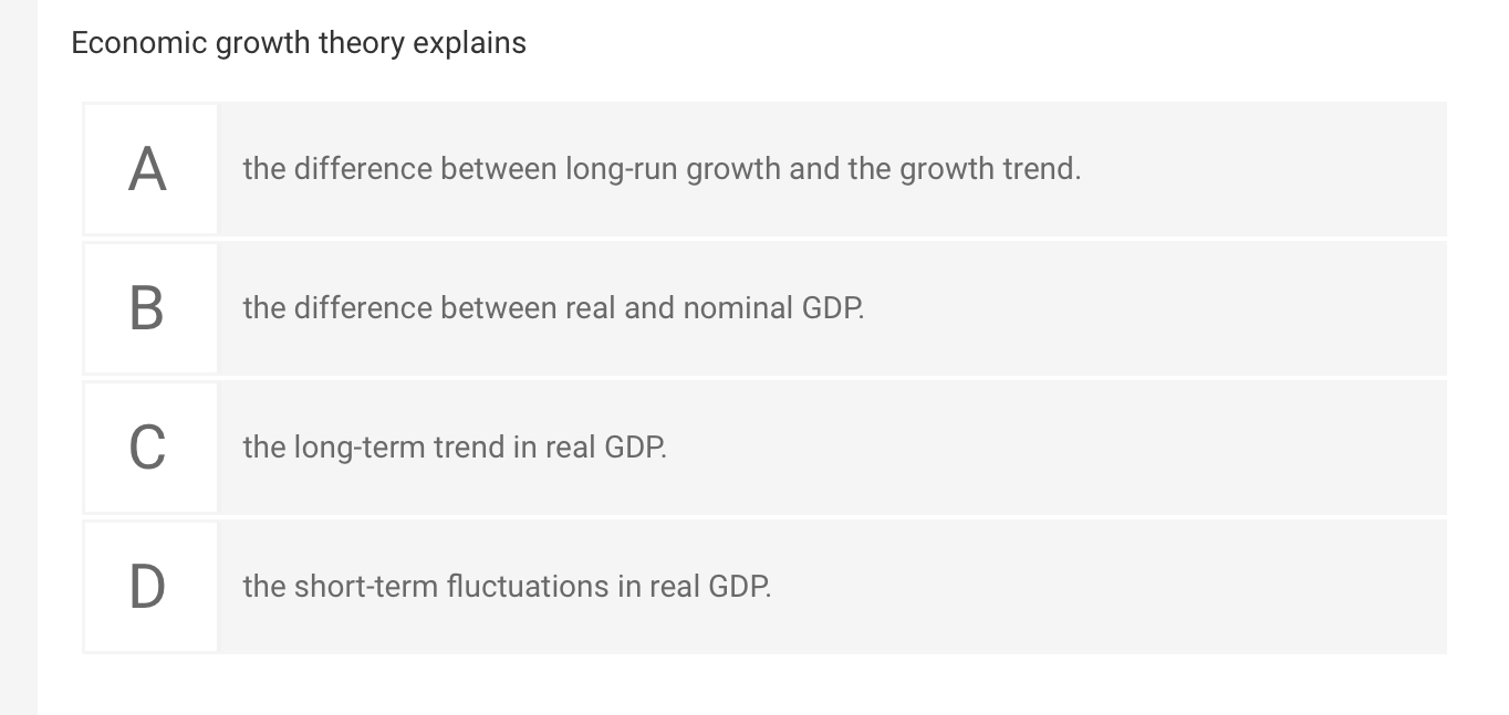 Solved Economic growth theory explainsA the difference | Chegg.com
