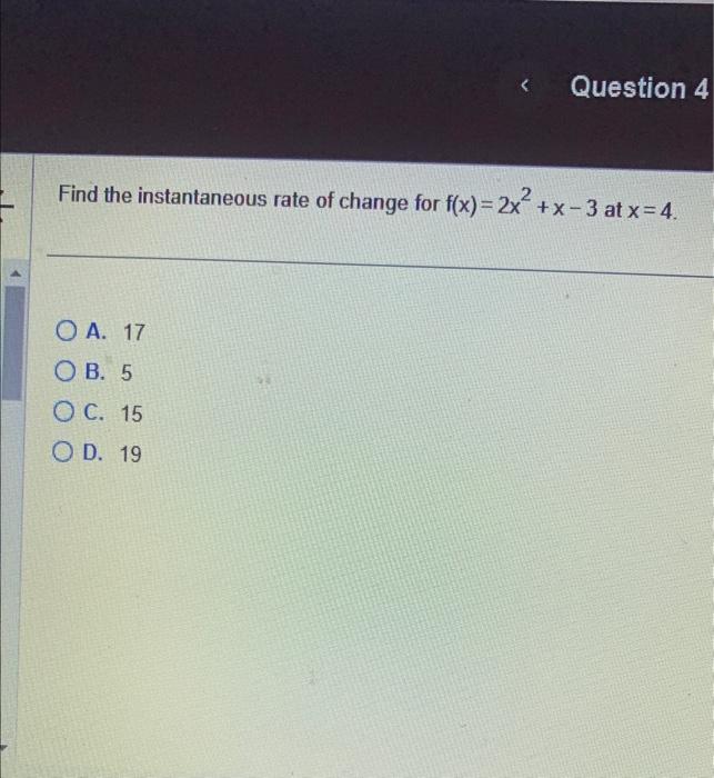 Solved Find the instantaneous rate of change for | Chegg.com