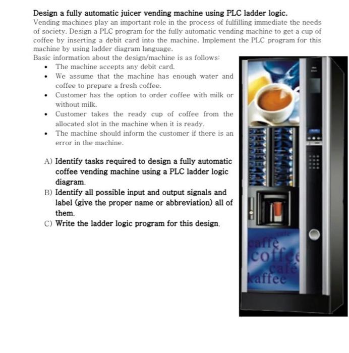 Solved Design a fully automatic juicer vending machine using | Chegg.com