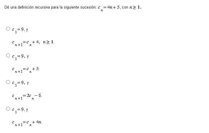 Solved Dé ﻿una definición recursiva para la siguiente | Chegg.com
