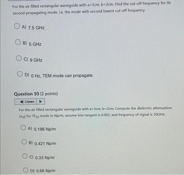 Solved For The Air Filled Rectangular Waveguide With A 3