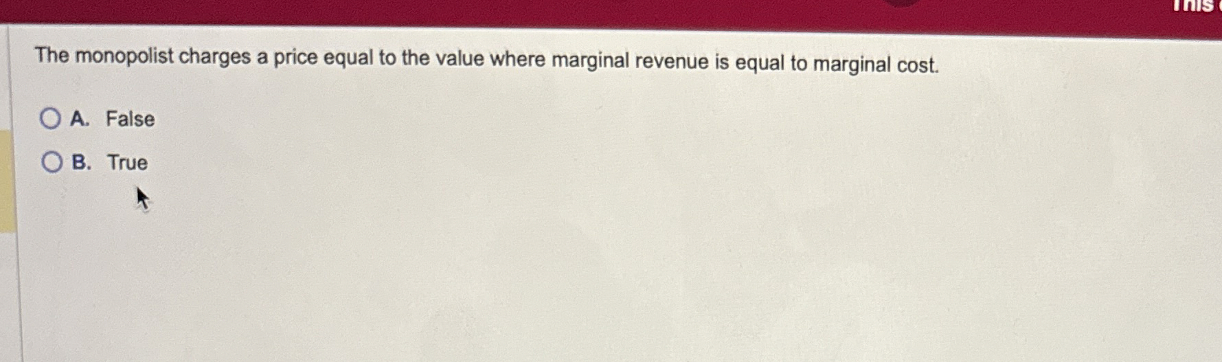 Solved The monopolist charges a price equal to the value | Chegg.com