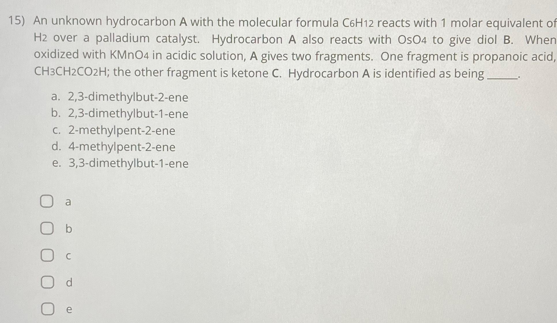Solved An unknown hydrocarbon A with the molecular formula | Chegg.com
