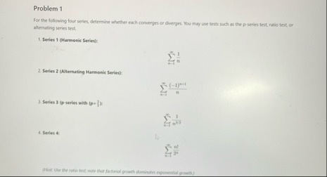 Solved Problem 1For the following four series, determine | Chegg.com