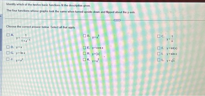 Solved Identify which of the twelve basic functions fit the | Chegg.com