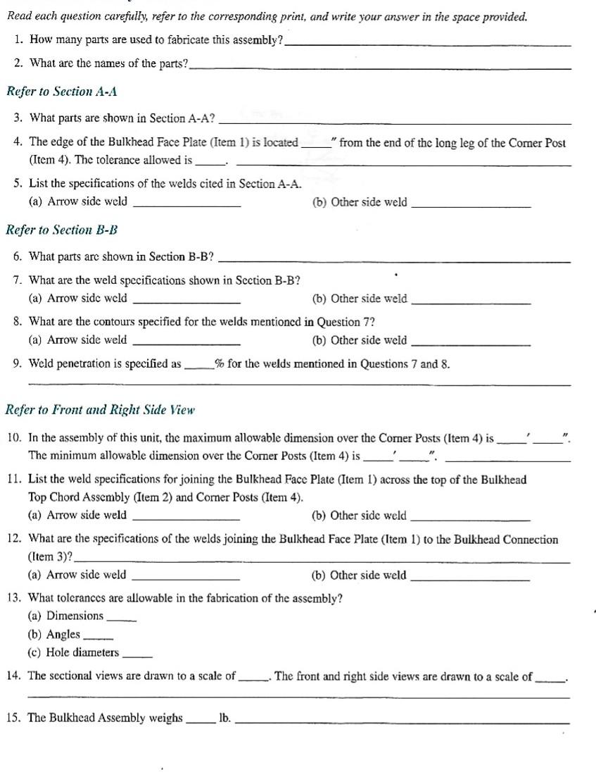 Solved II 15 1 9 9 7 6 5 1 4 3 DESCRIPTION BULKHEAD FACE | Chegg.com