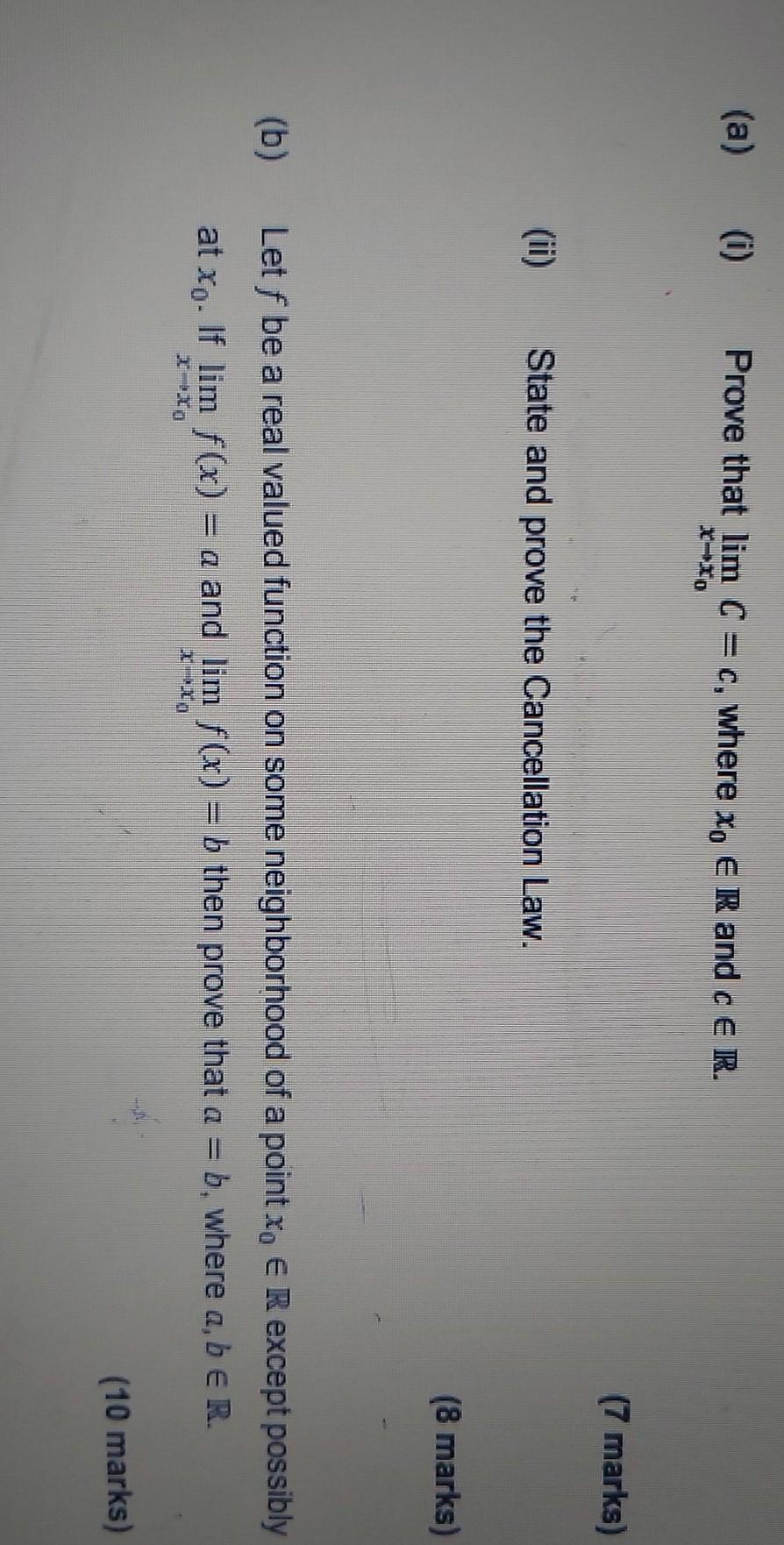 Solved (a) (0) Prove that lim C=c, where xo E R and c E R. | Chegg.com