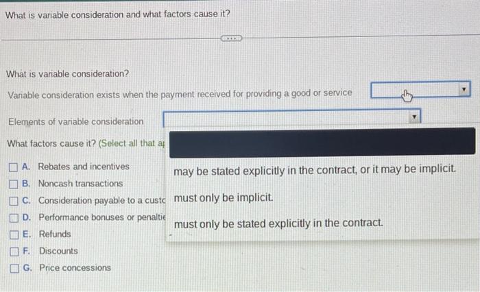 Solved What is variable consideration and what factors cause | Chegg.com