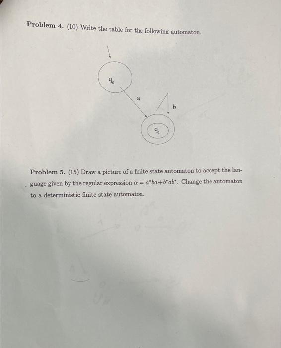 Problem 4. (10) Write the table for the following | Chegg.com