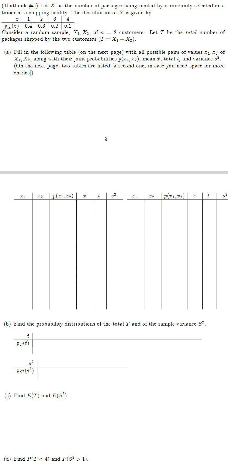 Solved (Textbook #5) ﻿Let x ﻿be the number of packages being | Chegg.com