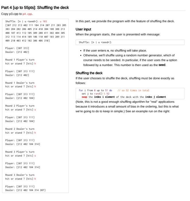 Solved How to implement shuffling (pic) if I have this | Chegg.com