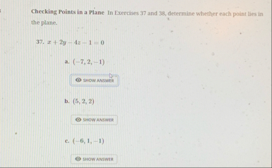Solved Checking Points in a Plane In Exercises 37 ﻿and 38, | Chegg.com