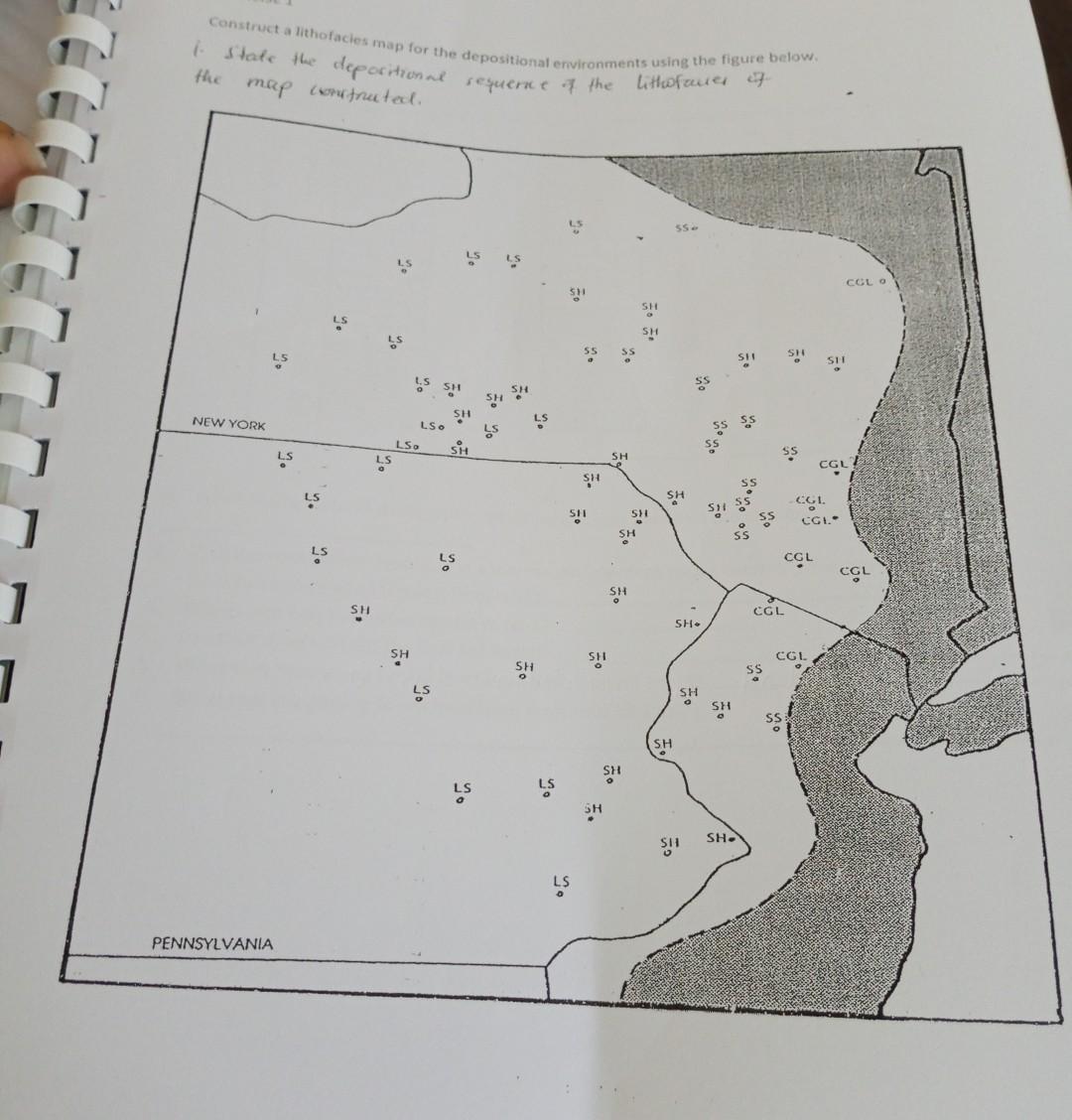 Construct a lithofacies map for the depositional | Chegg.com