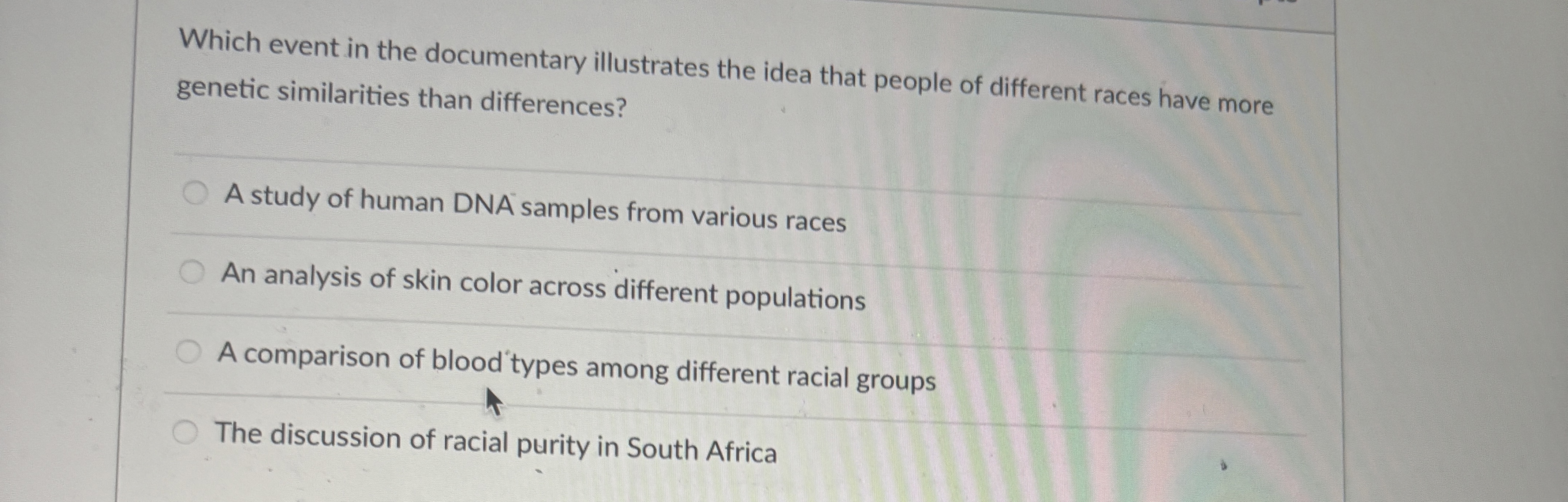 Solved Which event in the documentary illustrates the idea | Chegg.com