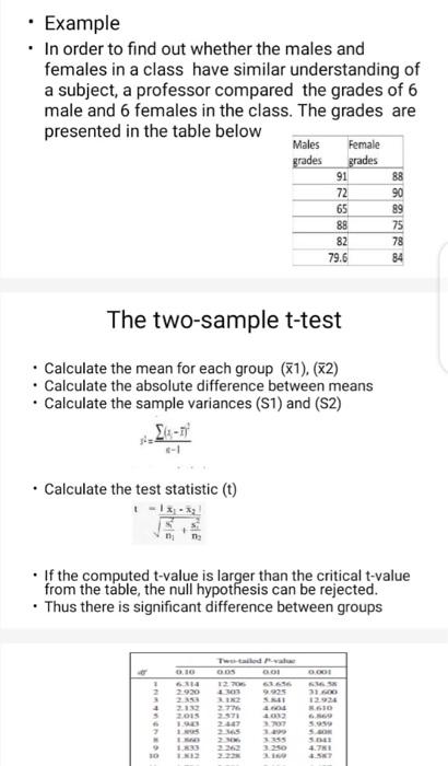 Solved • Example • In order to find out whether the males | Chegg.com