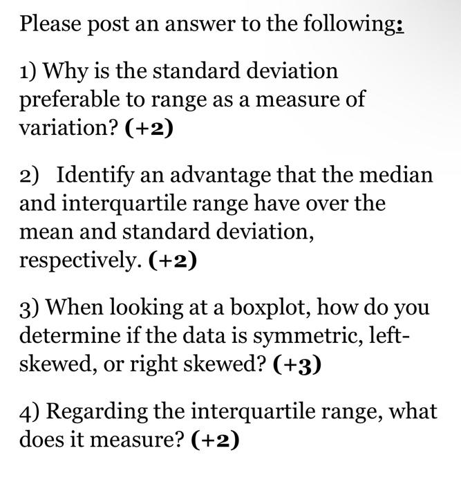 Solved Please post an answer to the following: 1) Why is the | Chegg.com