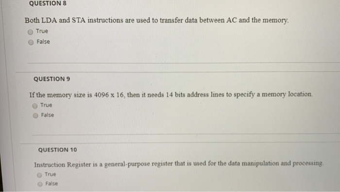 Solved QUESTIONS Both LDA and STA instructions are used to | Chegg.com