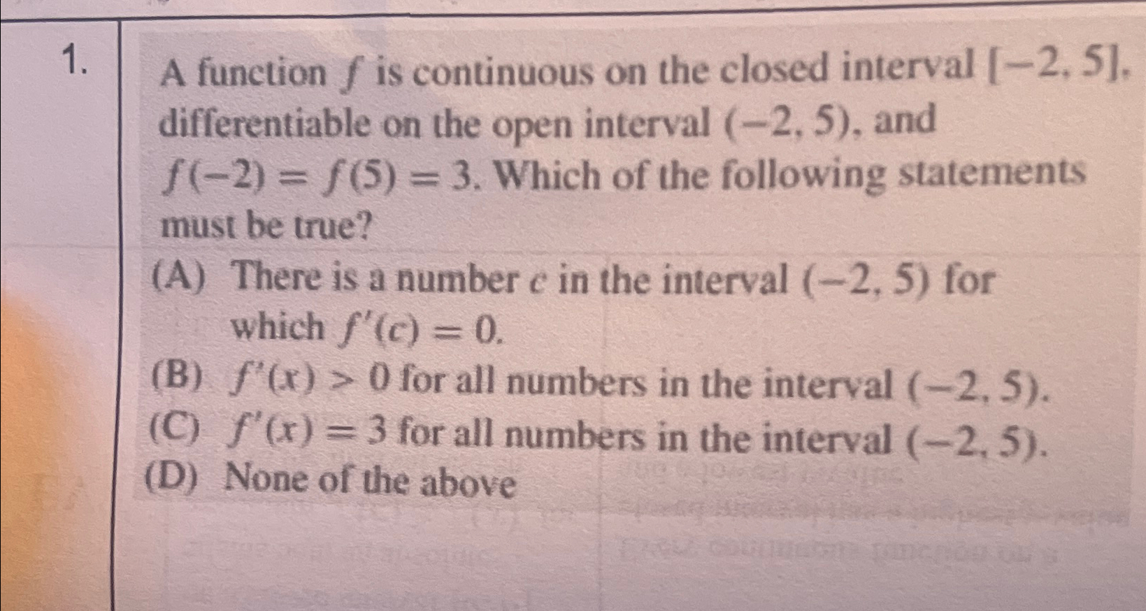 Solved A function f ﻿is continuous on the closed interval | Chegg.com