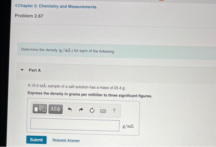 Solved Determine the density (g/mL) for each of the | Chegg.com