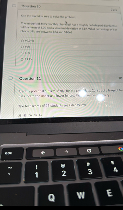 Question 102 ﻿ptsUse the empirical rule to solve the | Chegg.com