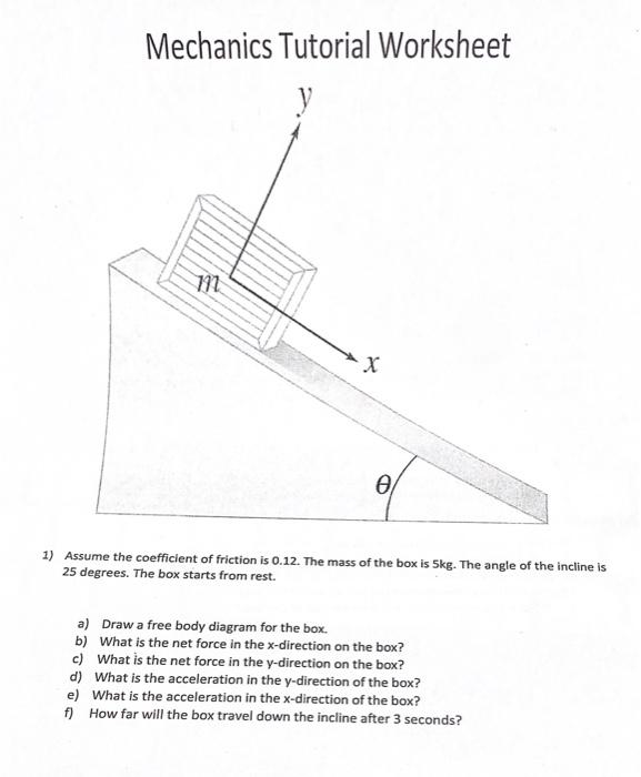 Solved Mechanics Tutorial Worksheet 1) Assume the | Chegg.com