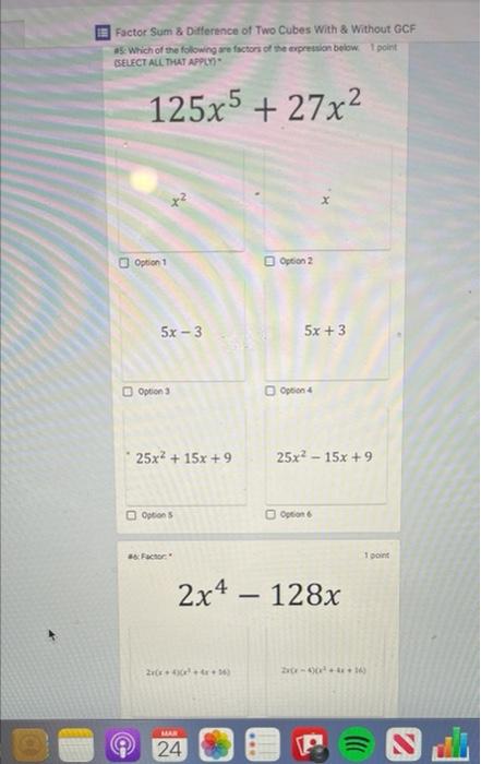 Solved docs.google Factor Sum & Difference of Two Cubes With | Chegg.com