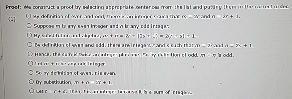Solved Proof: We construct a proof by selecting appropriate | Chegg.com