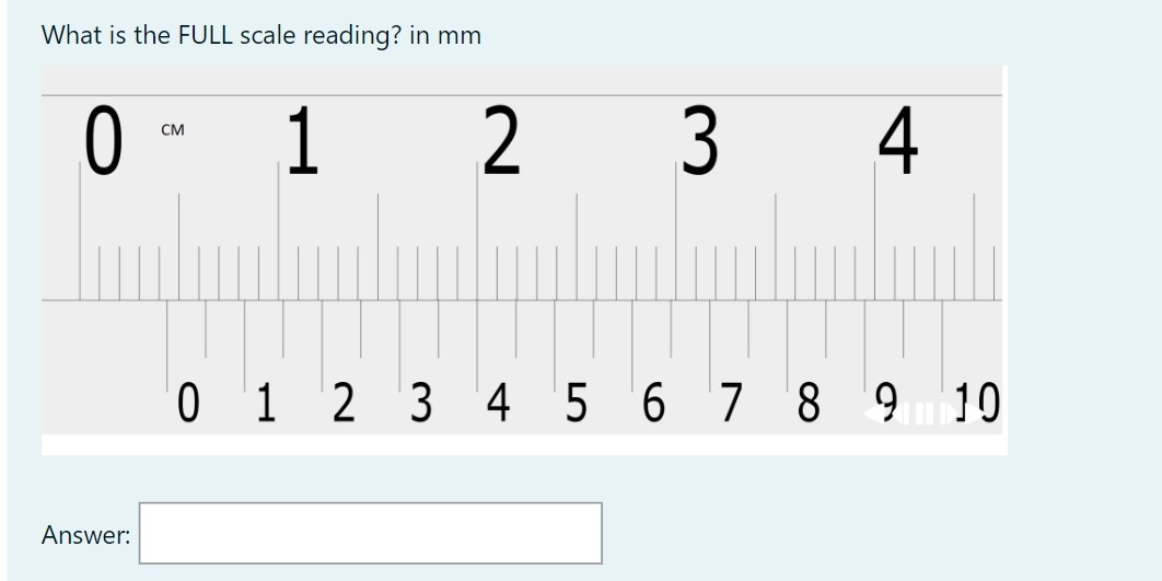 Solved What is the FULL scale reading? in mm | Chegg.com