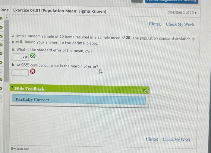 Solved A simple random sample of 40 items resulted in a | Chegg.com