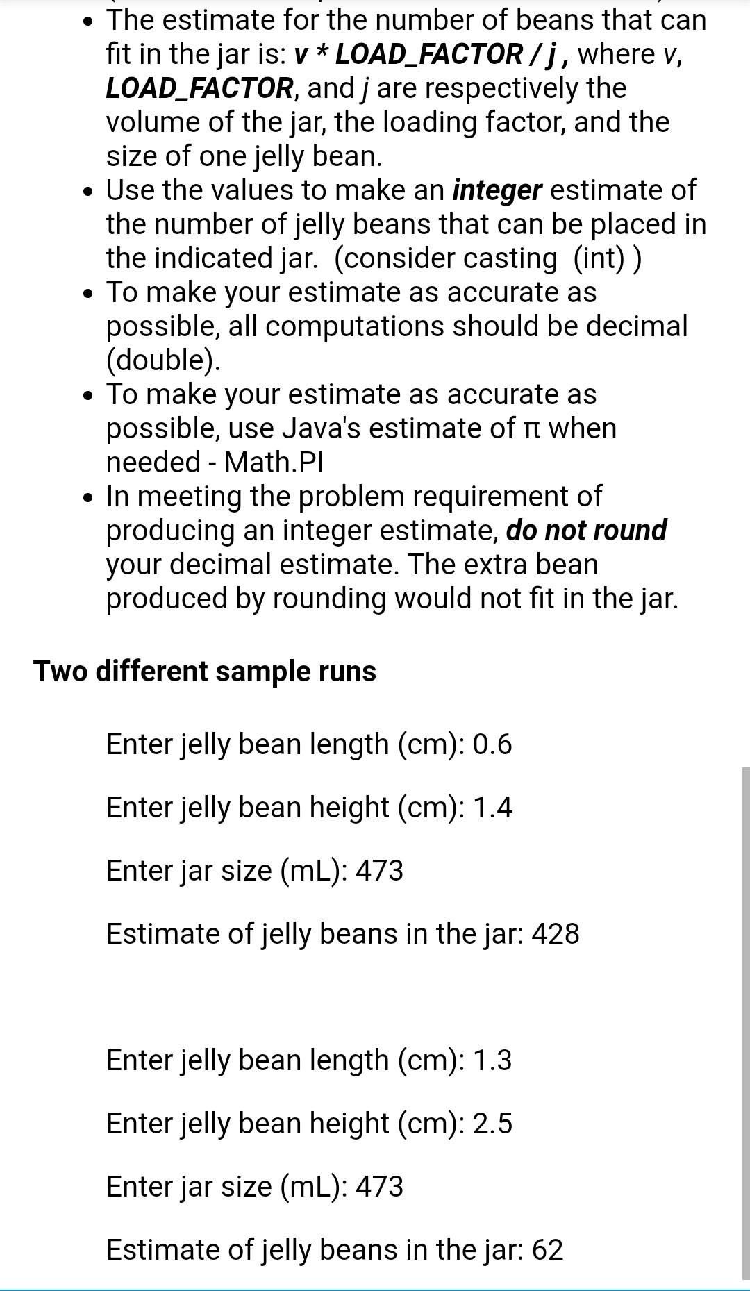 Solved • The estimate for the number of beans that can fit | Chegg.com