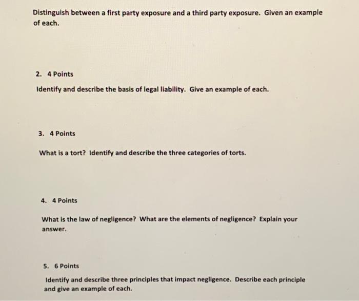 Solved Distinguish between a first party exposure and a | Chegg.com
