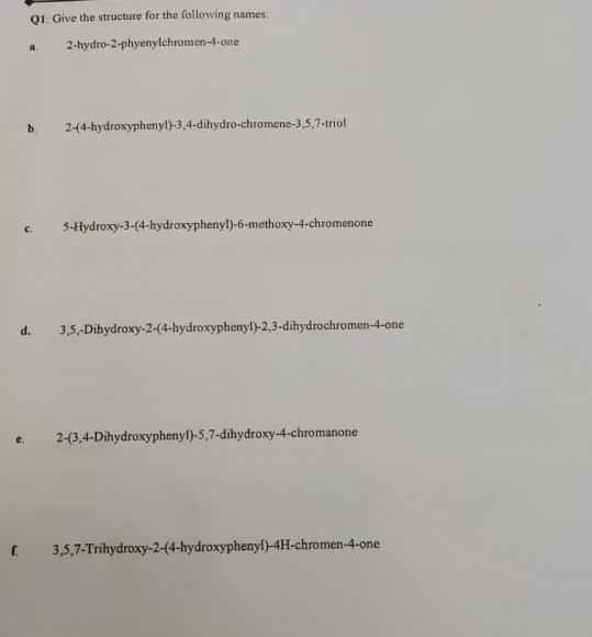Solved Q1: Give the structure for the following names: a | Chegg.com