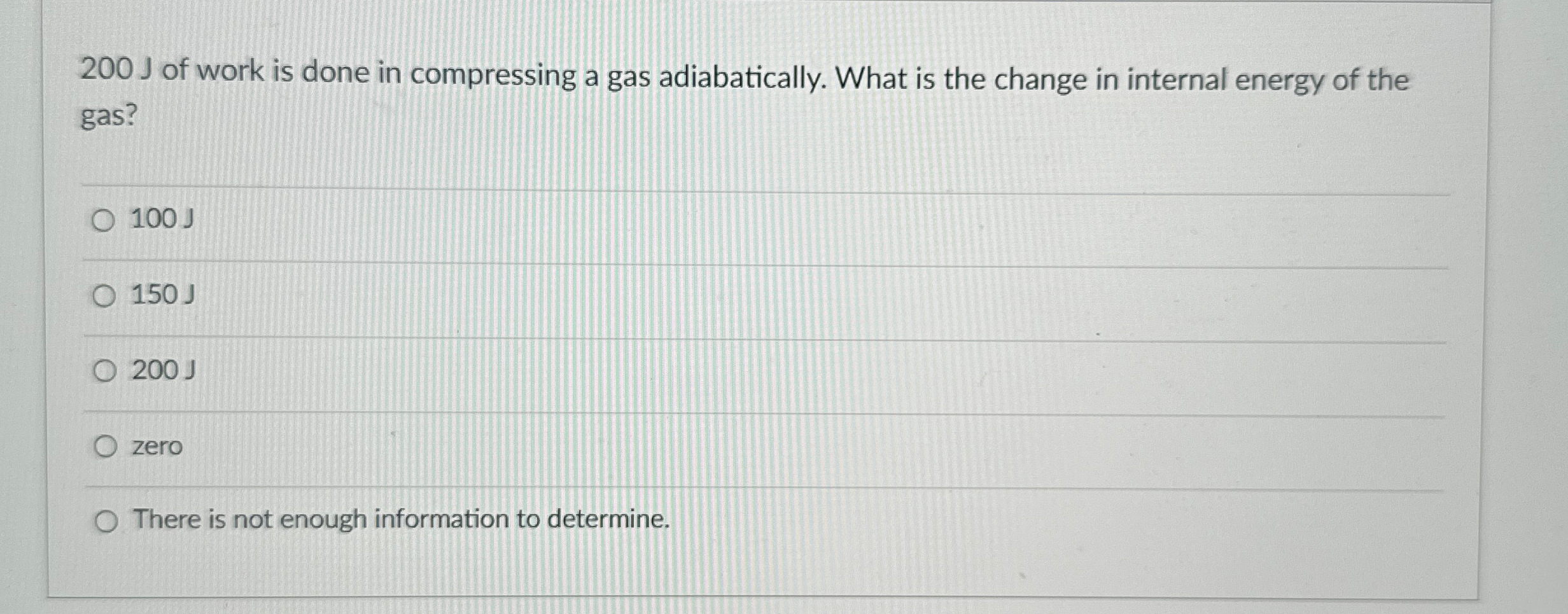 Solved 200J ﻿of work is done in compressing a gas | Chegg.com