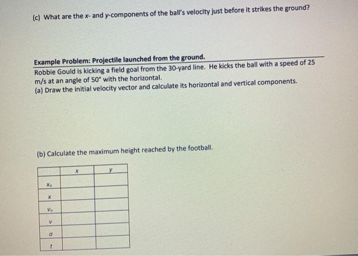 Solved Example Problem: Object launched horizontally. A ball | Chegg.com