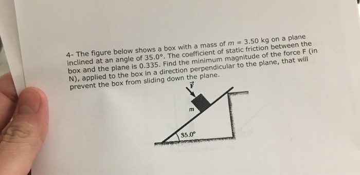 Solved 4- The figure below shows a box with a mass of m = | Chegg.com