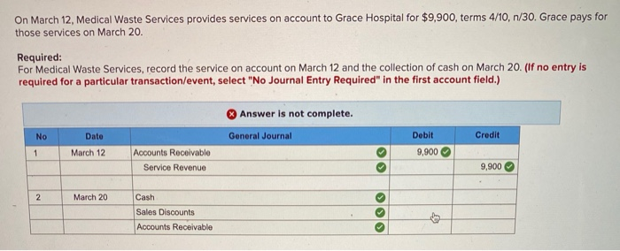 On March 12, Medical Waste Services provides services | Chegg.com