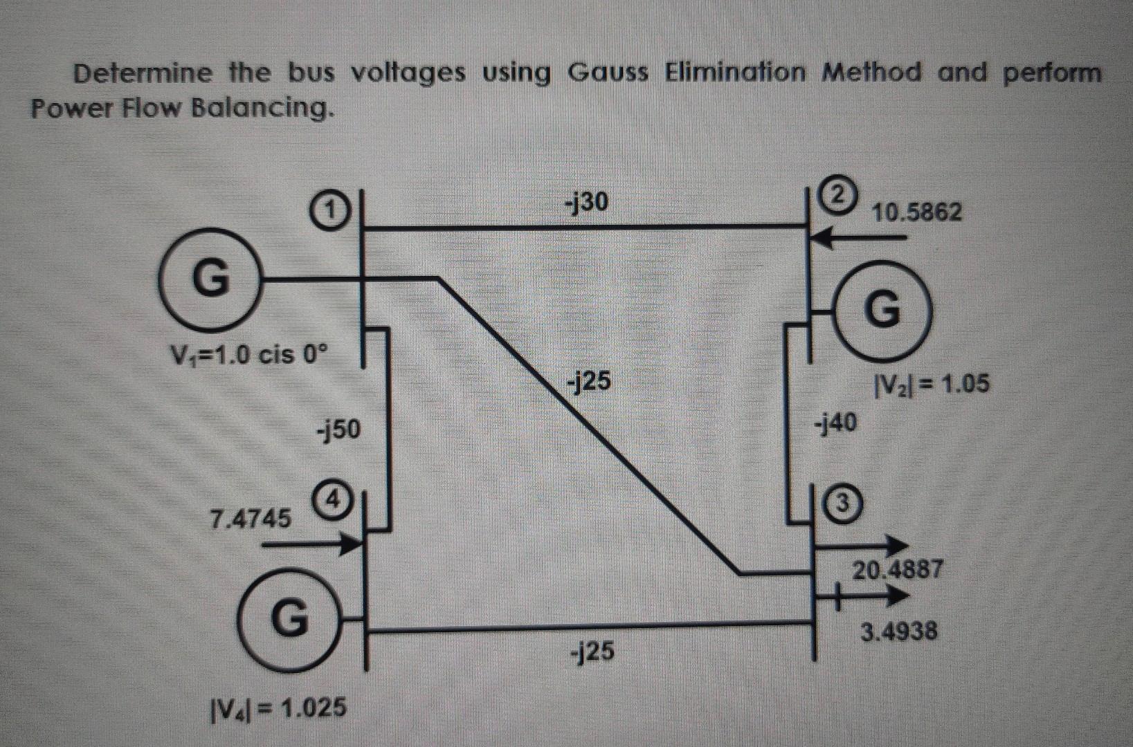 Solved Determine the bus voltages using Gauss Elimination | Chegg.com
