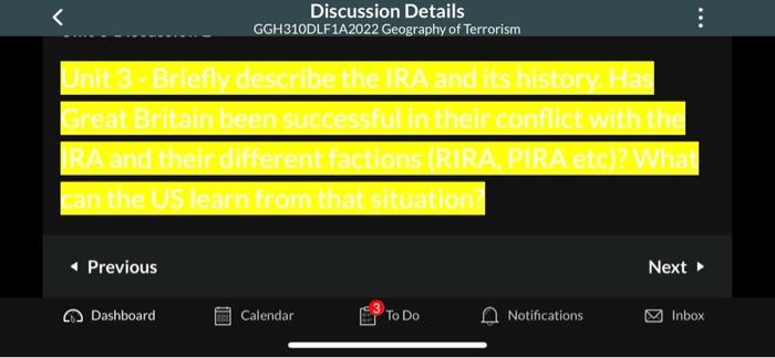 Discussion Details GGH310DLF1A2022 Geography of | Chegg.com