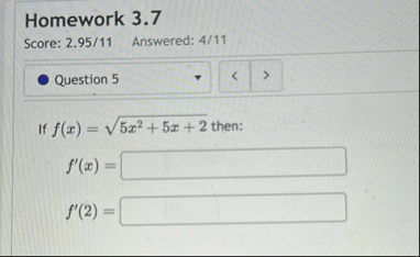 Solved Homework 3.7Score: 2.95/11Answered: 4/11If | Chegg.com