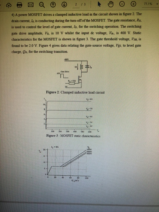 23 77.1% 4) A power MOSFET drives a clamped inductive | Chegg.com