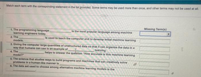 Solved Match each term with the corresponding statement in | Chegg.com