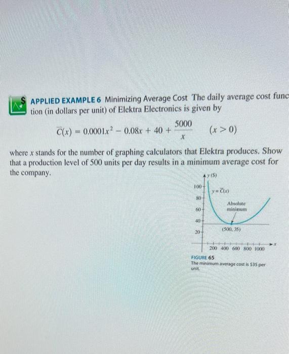 Solved APPLIED EXAMPLE 6 Minimizing Average Cost The daily | Chegg.com