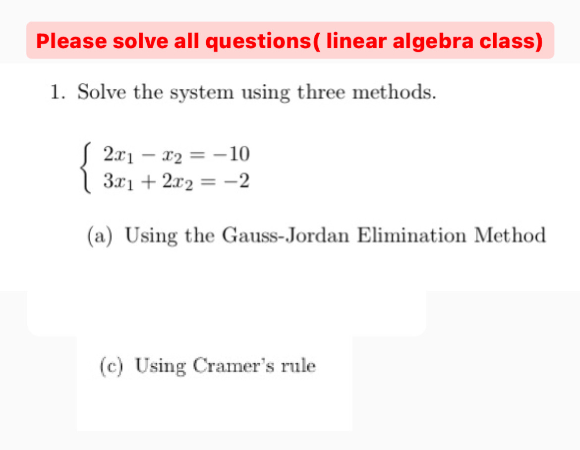 Solved Please solve all questions( linear algebra | Chegg.com Solved Please solve all questions( linear algebra | Chegg.com