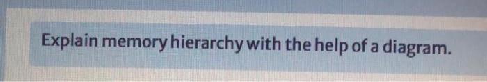 Solved Explain memory hierarchy with the help of a diagram. | Chegg.com
